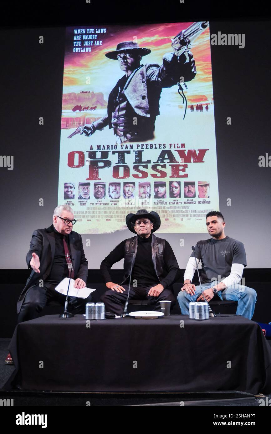 London, UK. 10th Feb, 2025. Mark Kermode with Mario van Peebles ...