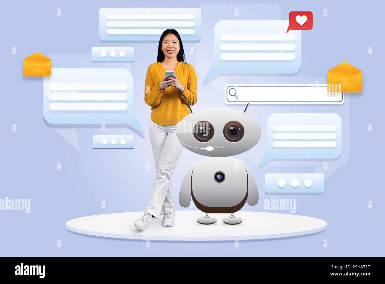 Engaging virtual assistant communicates through text and messaging ...