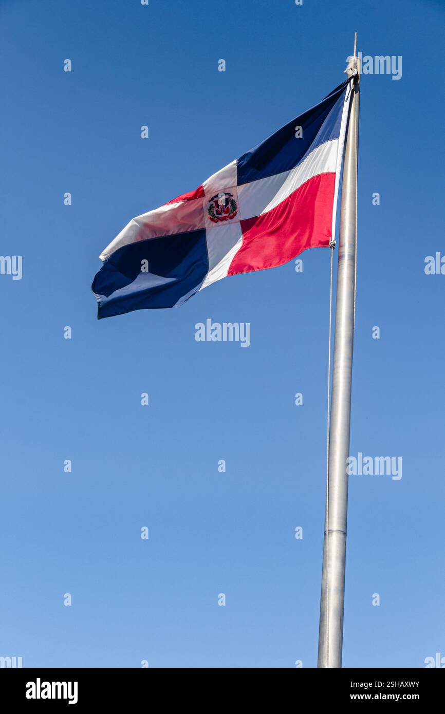 Dominican Republic flag in Plaza de España - Santo Domingo Stock Photo ...