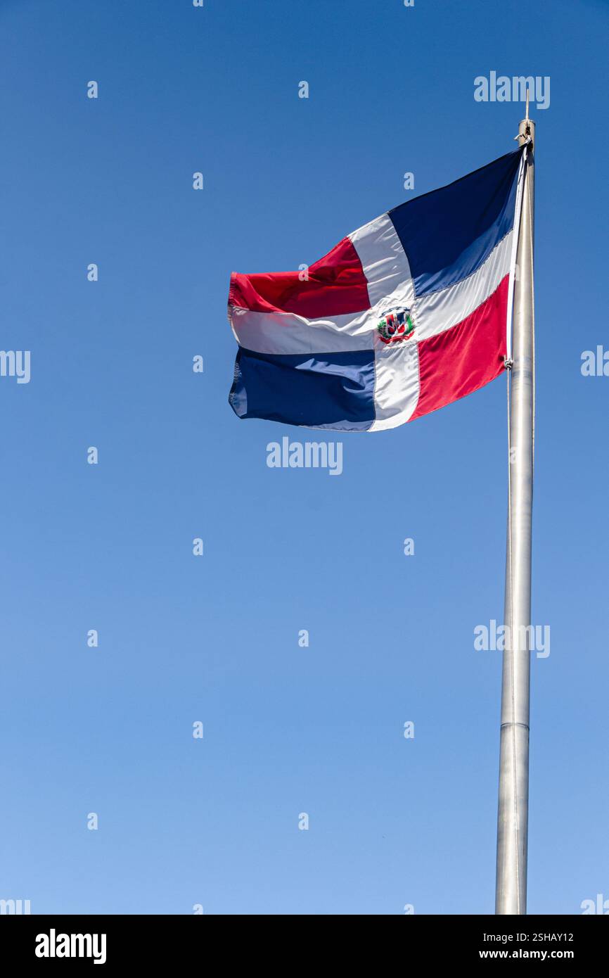 Dominican Republic flag in Plaza de España - Santo Domingo Stock Photo ...