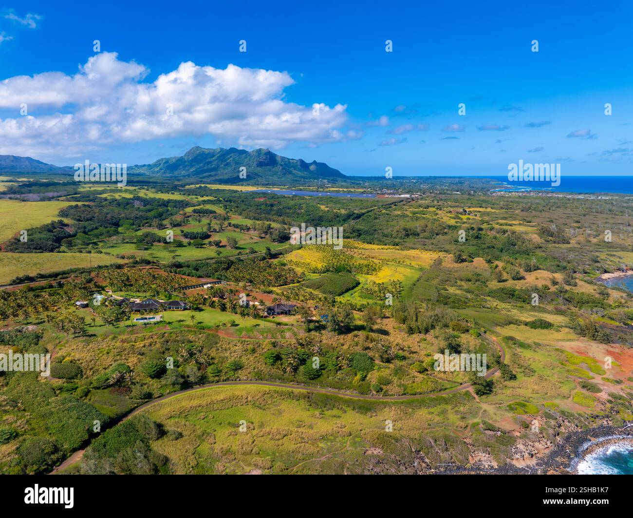 Aerial View of Kauai Island with Napali Cliffs and Coastline Stock ...