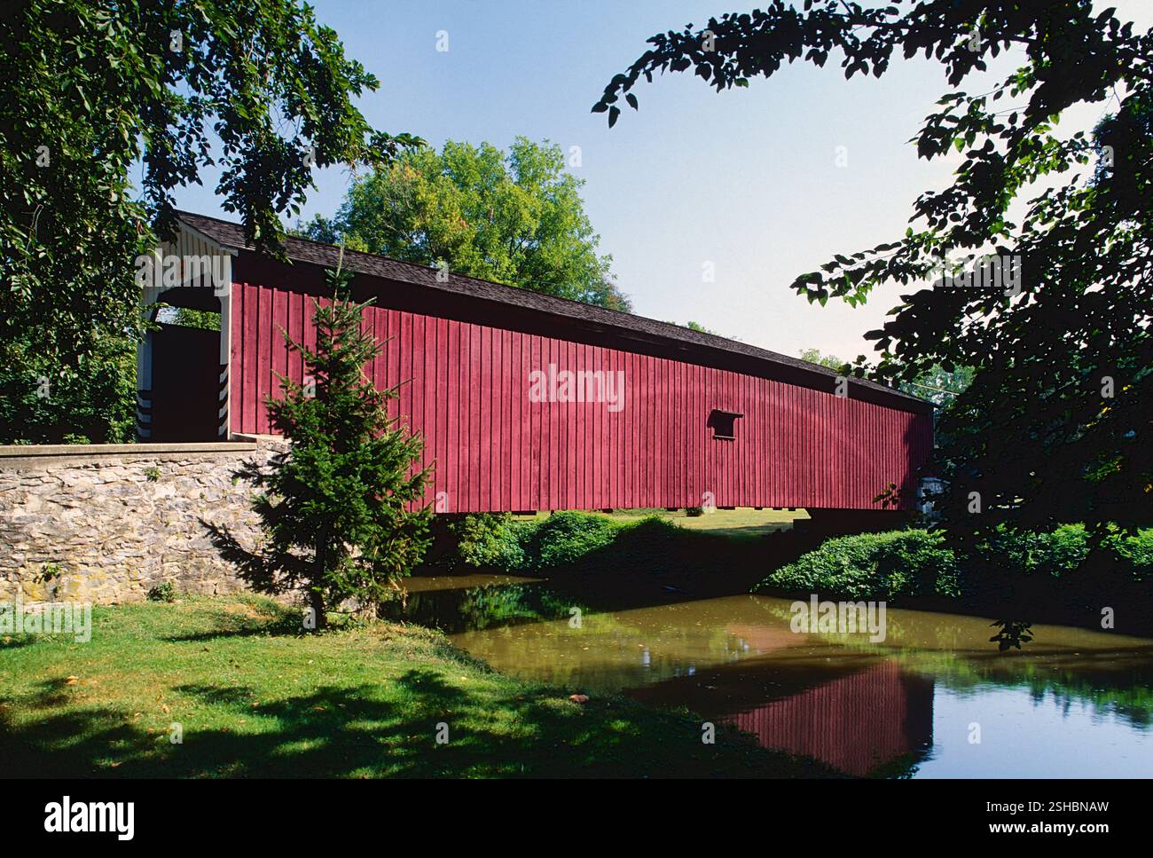 Covered bridge over Pequea Creek; Lancaster County; Pennsylvania; USA ...