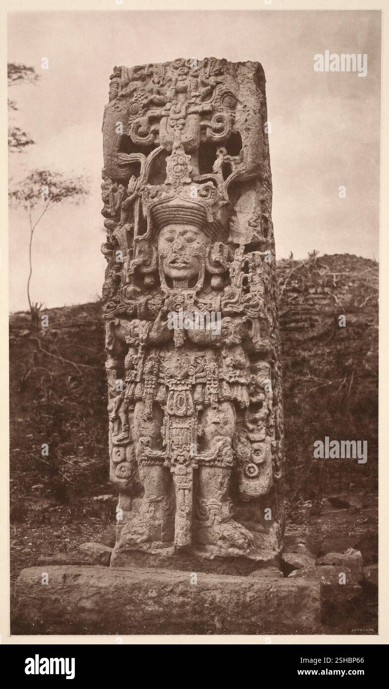 Stela B sculpture, Archaeological site Ruins of Copan. Archive ...