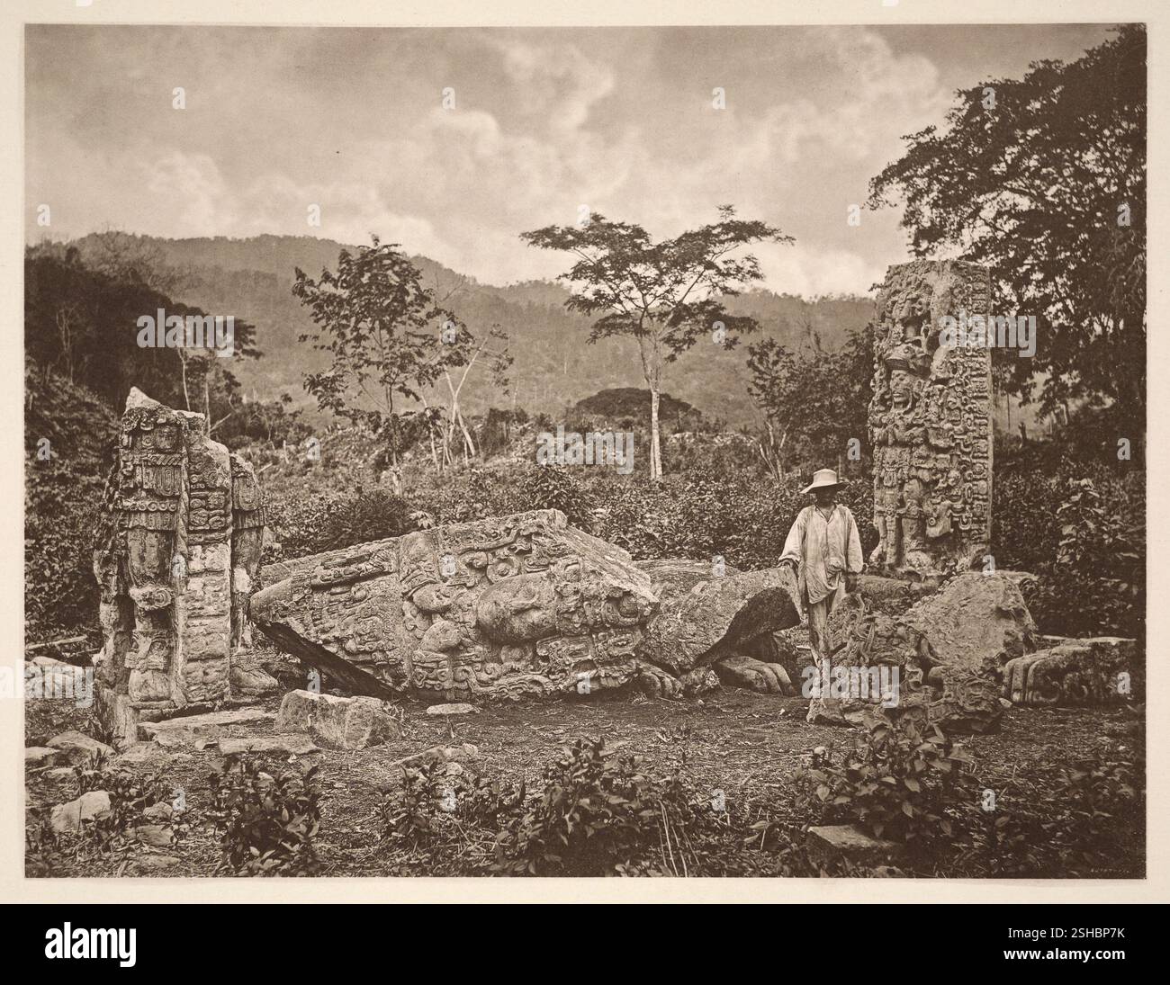 Ruins of Copan, East Face and Altar, with Stelae C in background ...