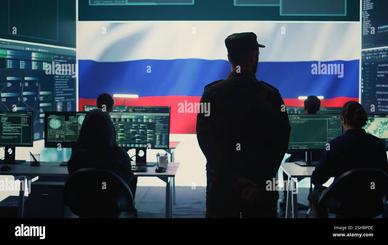 Military hacker from Russian army working in governmental control room ...