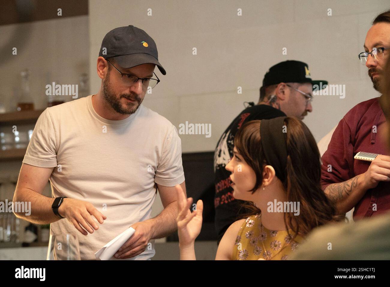 COMPANION, from left: director Drew Hancock, Sophie Thatcher, on set ...