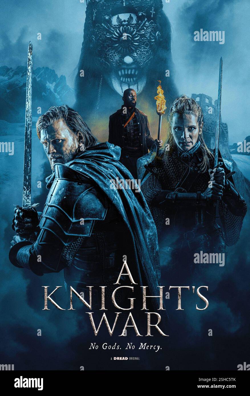 A KNIGHT'S WAR, poster, from left: Jeremy Ninaber, Shane Nicely, Kristen Kaster, 2025. © Epic ...