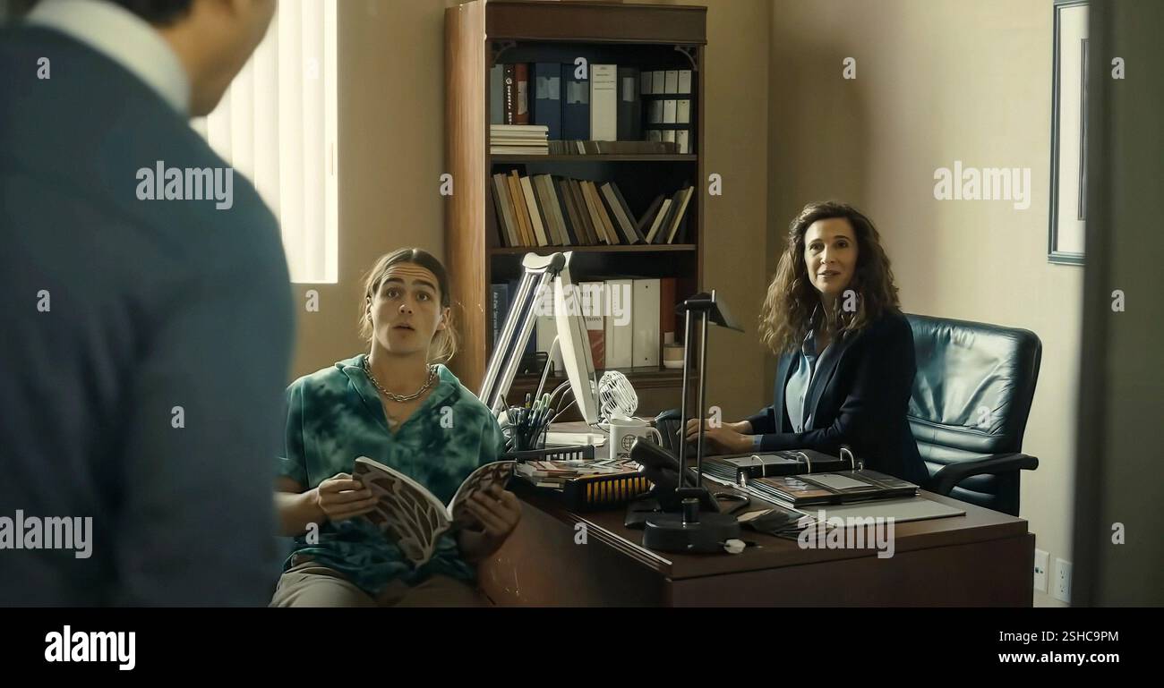 SUZE, from left: Oscar Hsu, Charlie Gillespie, Michaela Watkins, 2023 ...