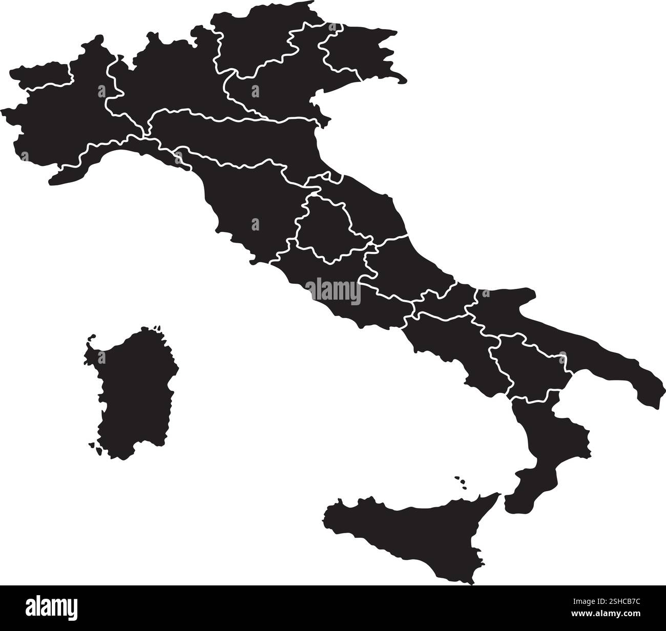 Italy vector map country regions isolated blackk map illustration ...