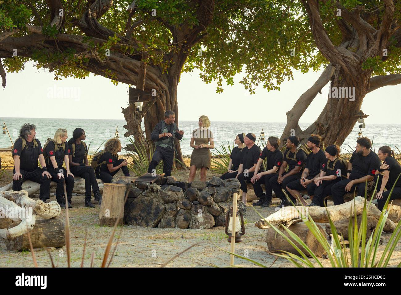 CELEBRITY BEAR HUNT, center left and right: presenters Bear Grylls ...