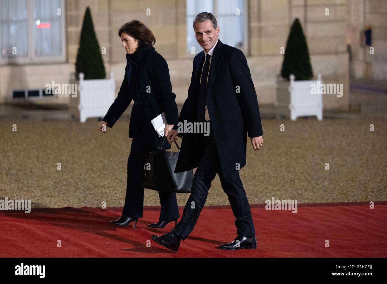 Paris, France. 10th Feb, 2025. CEO of CMA-CGM Rodolphe Saade arrives to ...