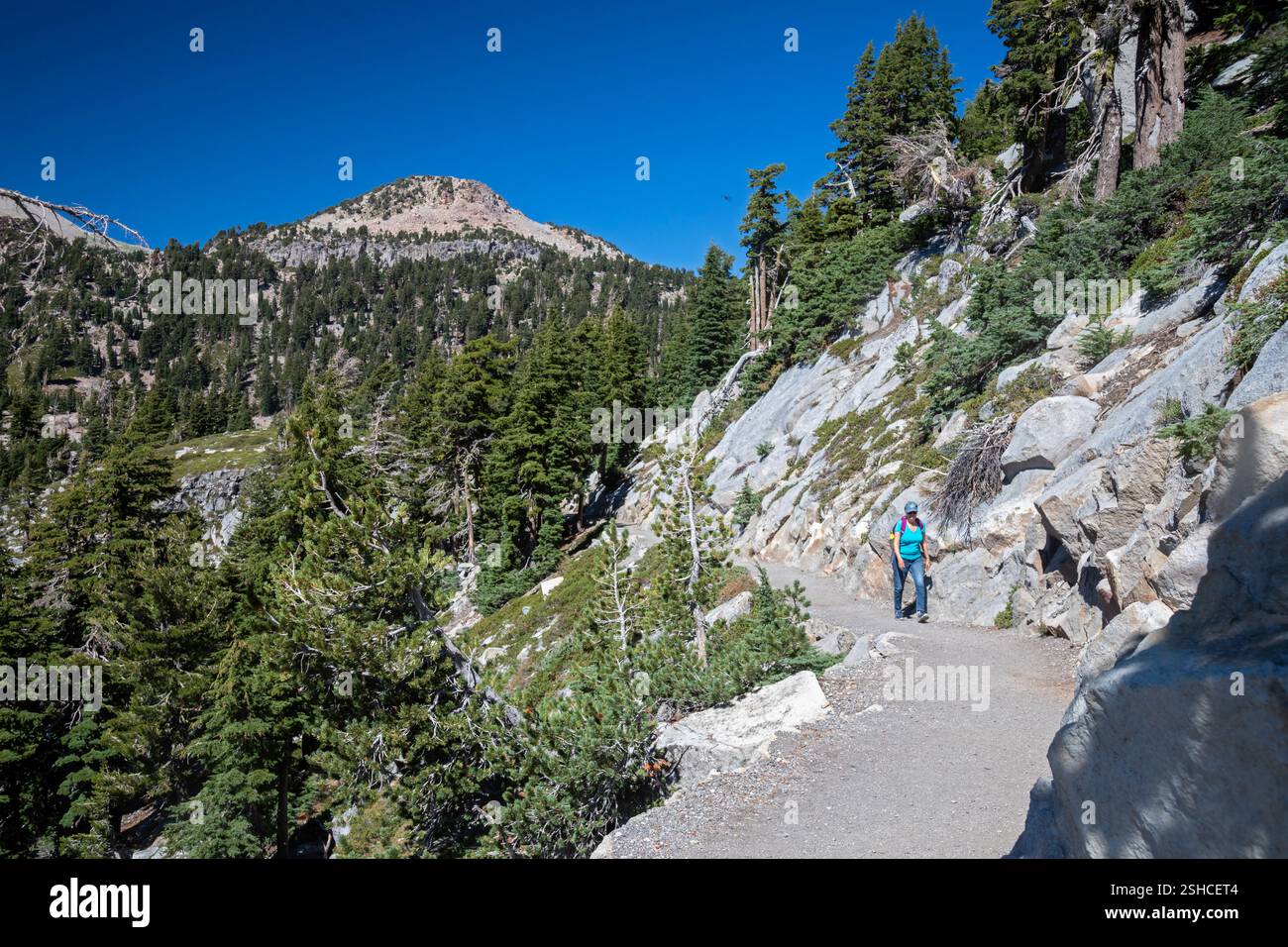 Mineral, California - A hiker on the trail to the Bumpus Hell ...