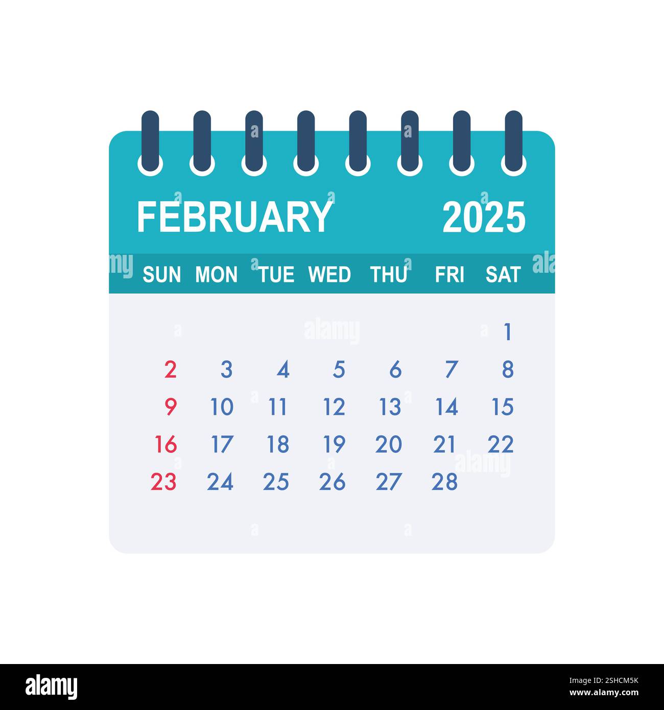 February 2025 Calendar Page Showing Days and Dates Stock Vector Image ...