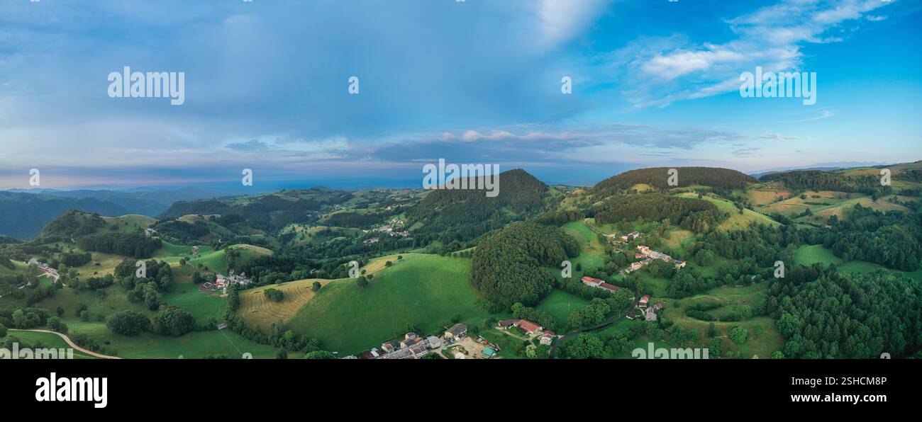 view of the landscape with pastures and villages with Monte Purga in ...