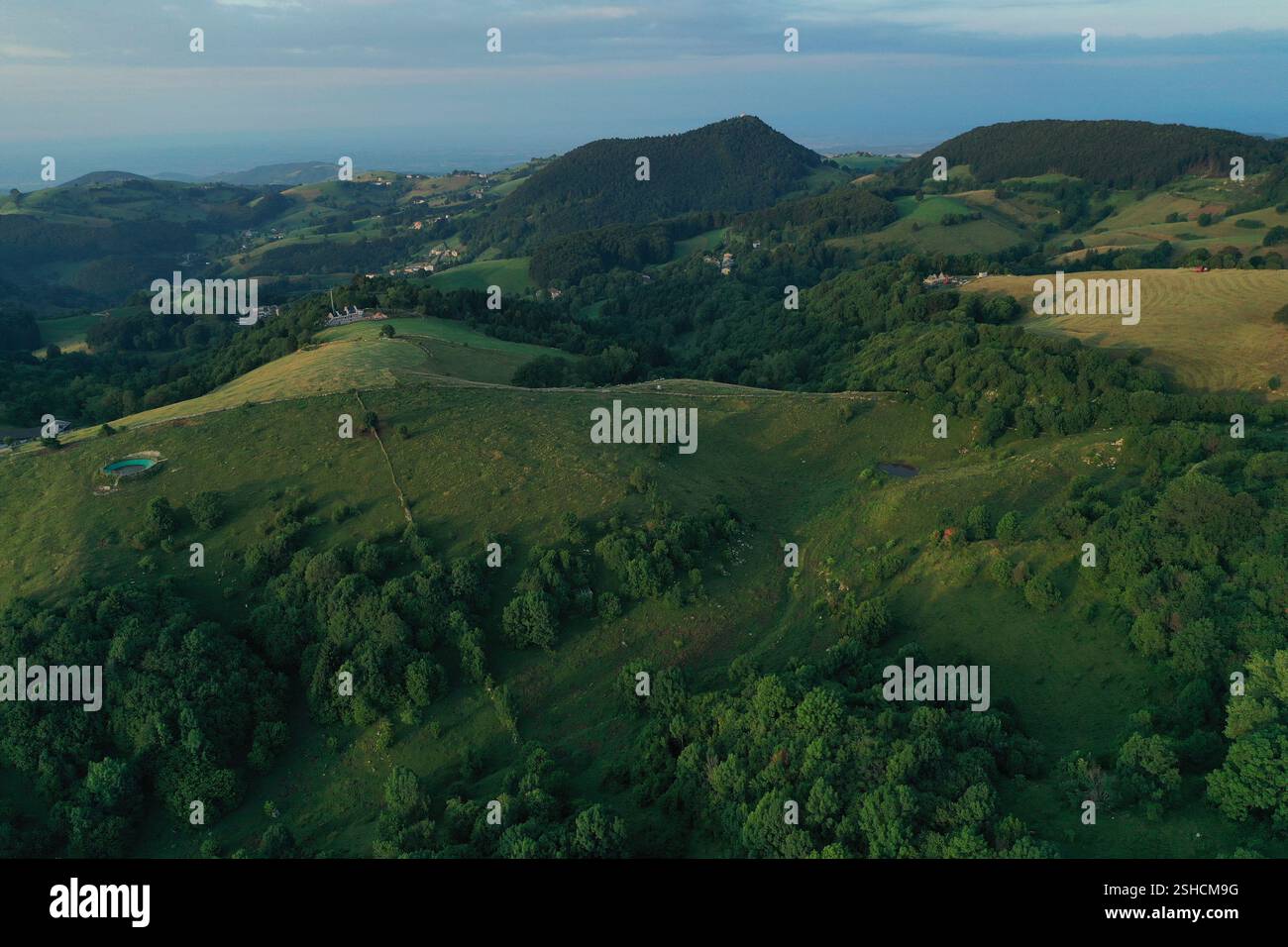 view of the landscape with pastures, villages and mountain hut Lausen ...