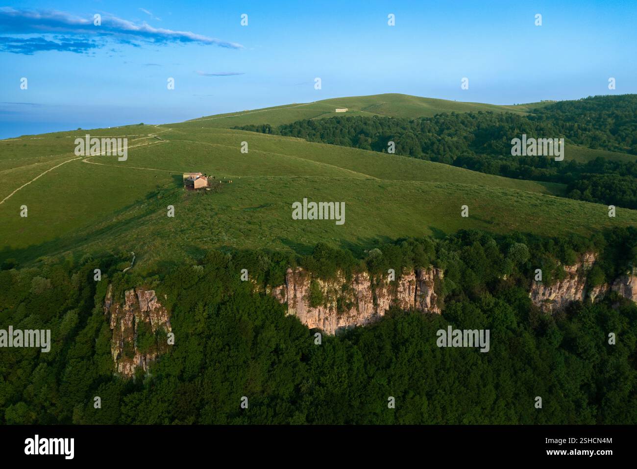 view of the landscape with pastures, villages and mountain hut Lausen ...