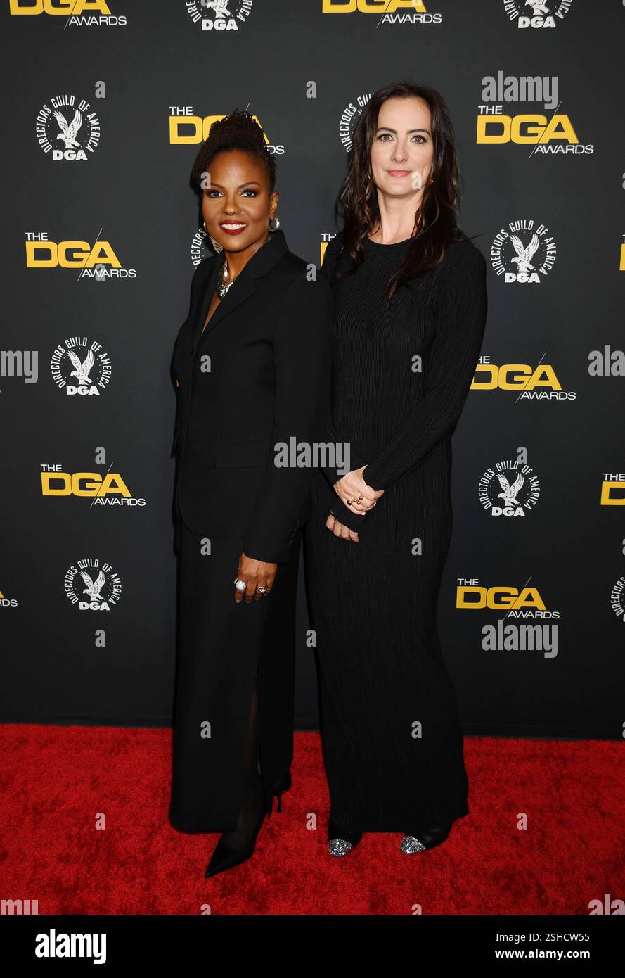 BEVERLY HILLS, CALIFORNIA - FEBRUARY 08: (L-R) Angela Patton and ...