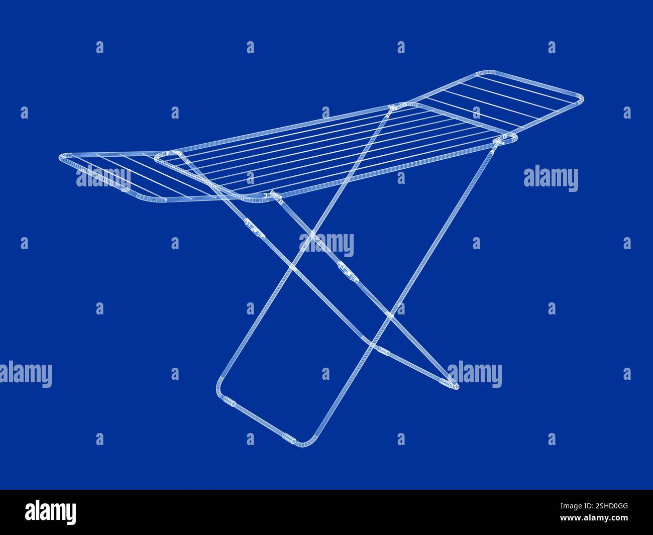 3D wire-frame model of clothes drying rack Stock Photo - Alamy