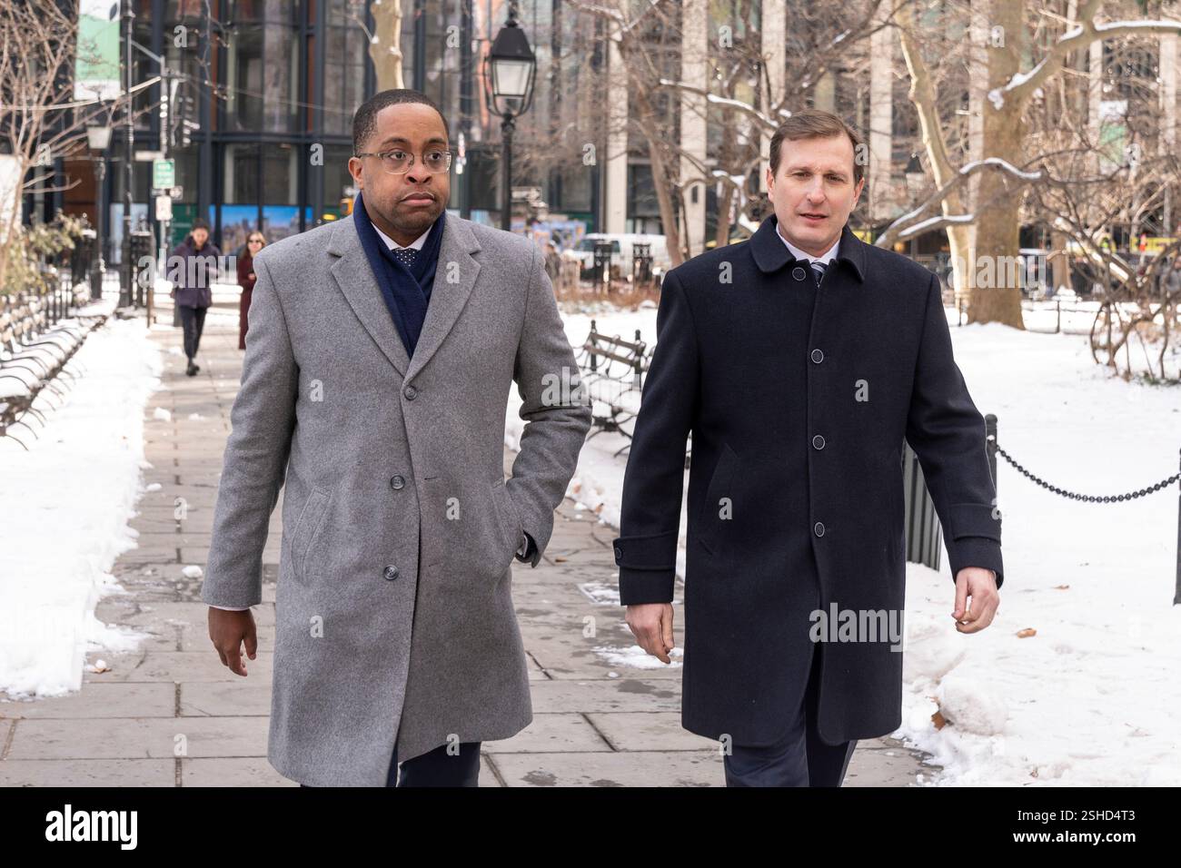 New York, New York, USA. 10th Feb, 2025. Congressman Dan Goldman makes ...