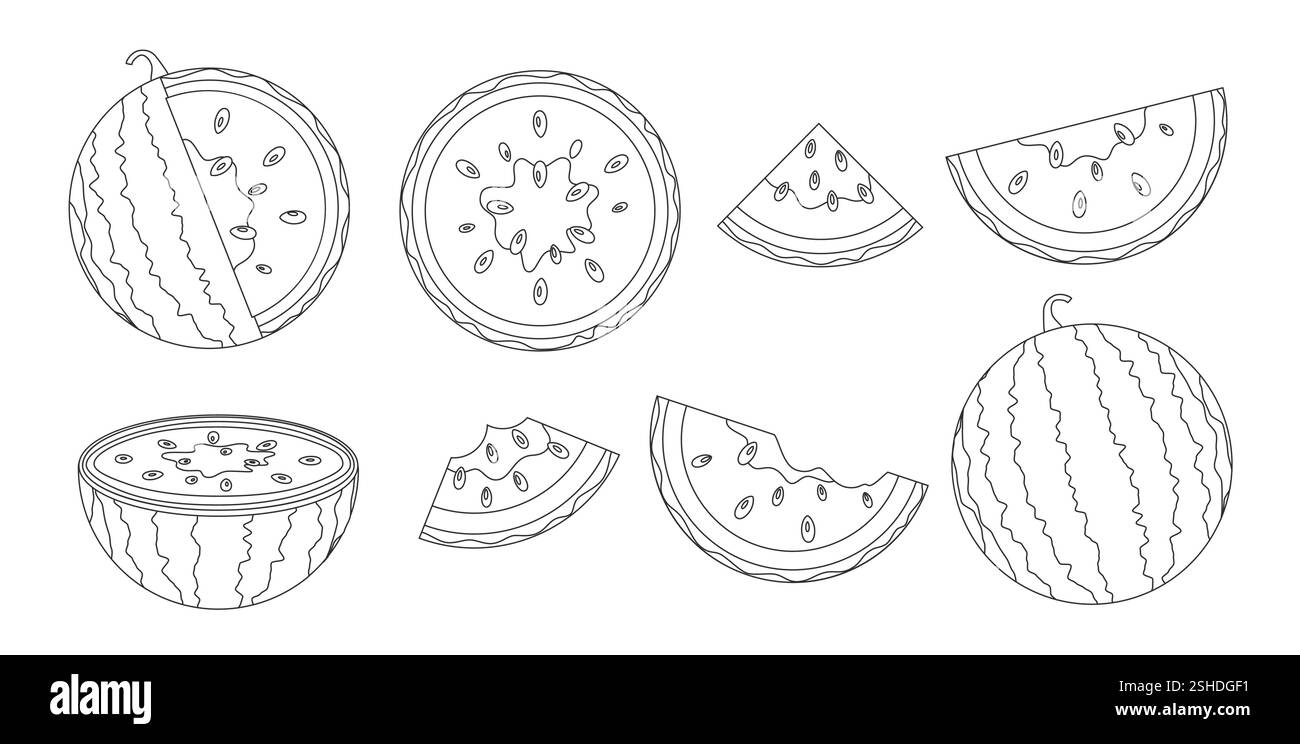 Illustration watermelon fruit icon clipart Black and White Stock Photos ...