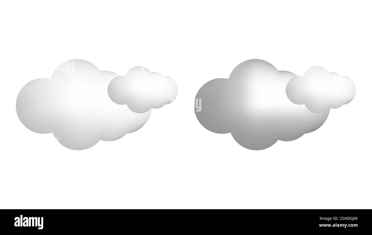 Weather 3d icons realistic isolated vector set. Day and Night. Cloudy ...
