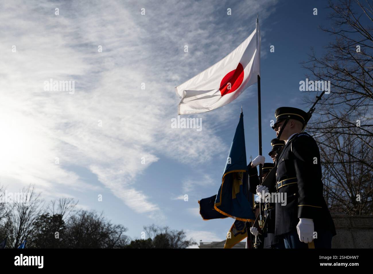A color guard from the 3d U.S. Infantry Regiment (The Old Guard) carry ...