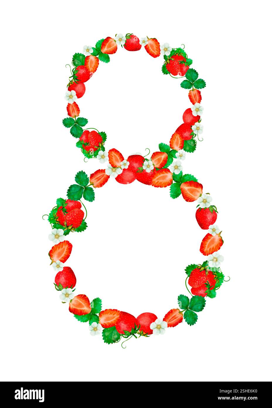 A beautifully vibrant floral design with fresh strawberries ...