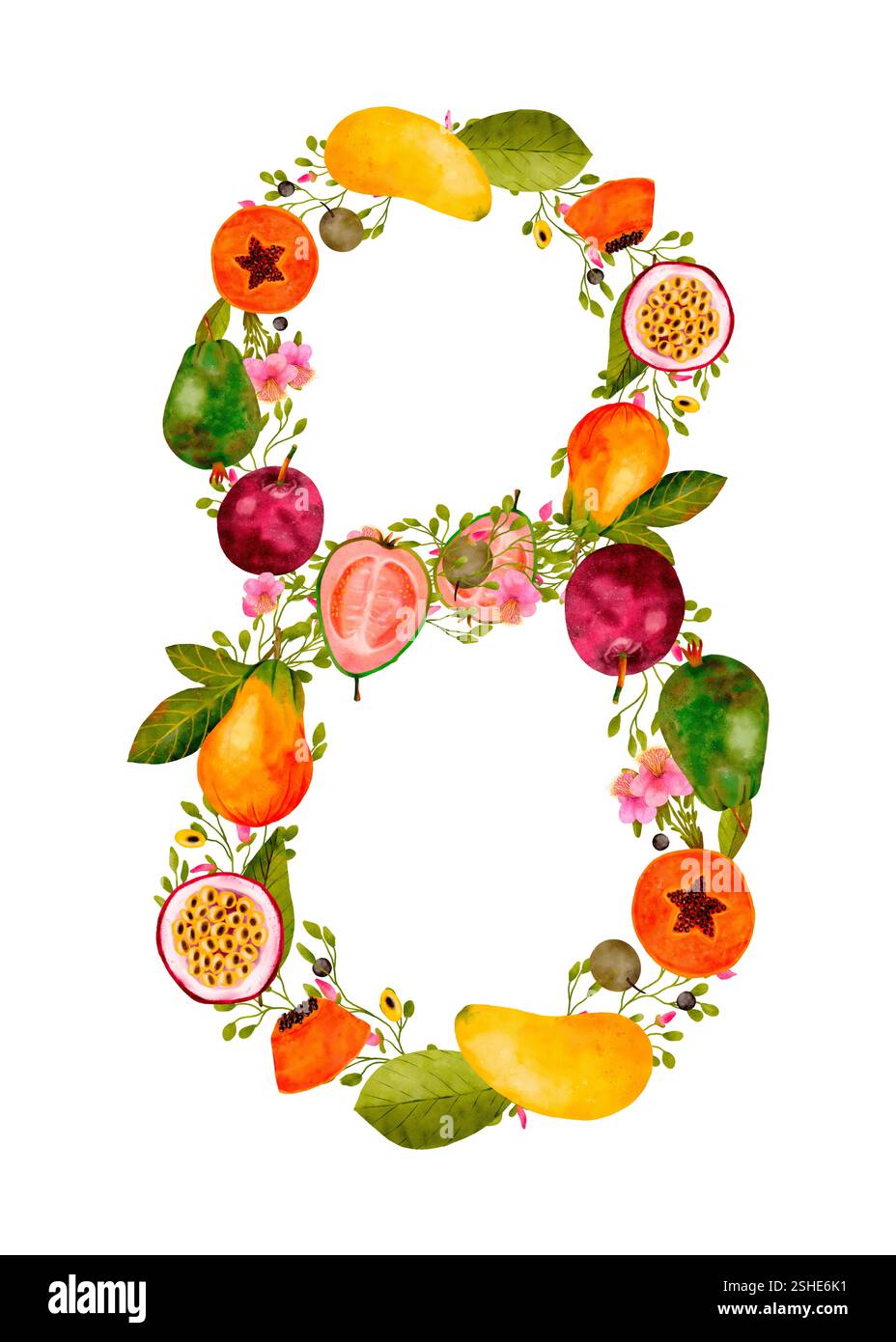 A beautiful, vibrant, handpainted number 8 is surrounded by a stunning ...