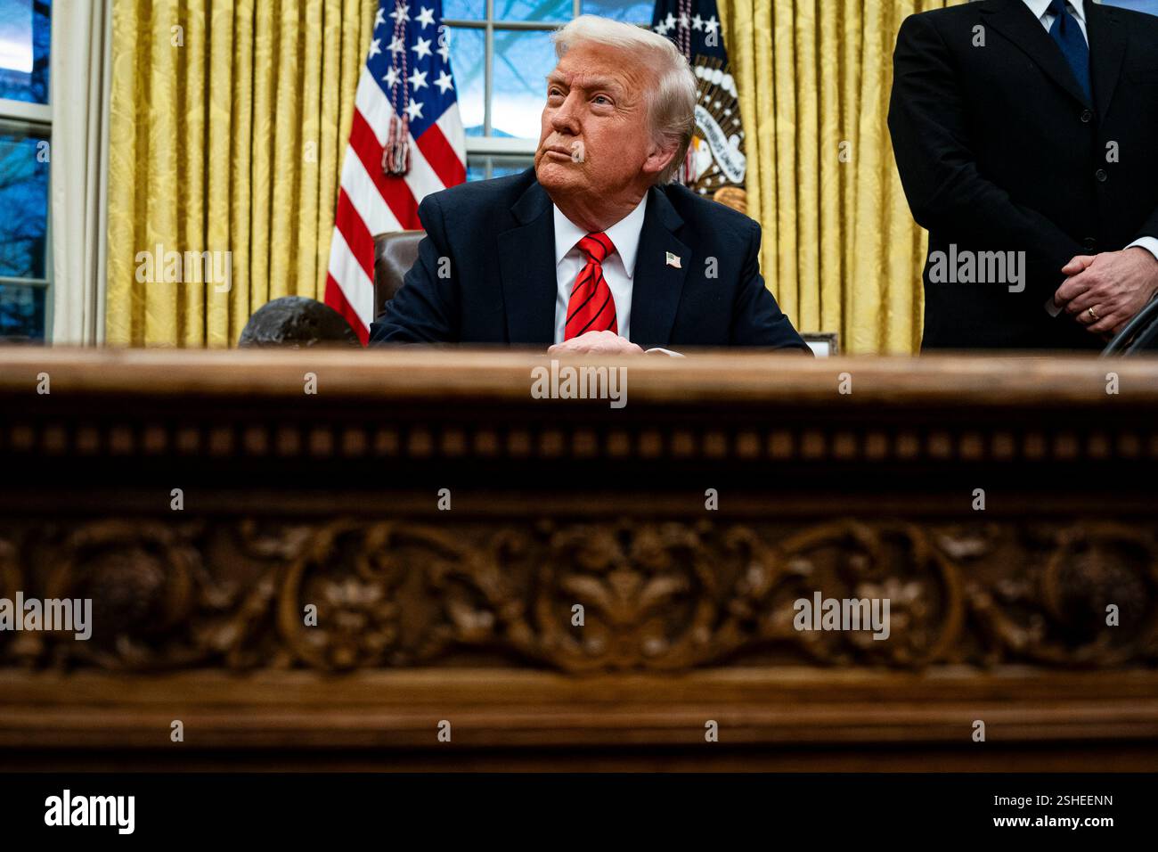 Washington, USA. 10th Feb, 2025. US President Donald Trump during an ...