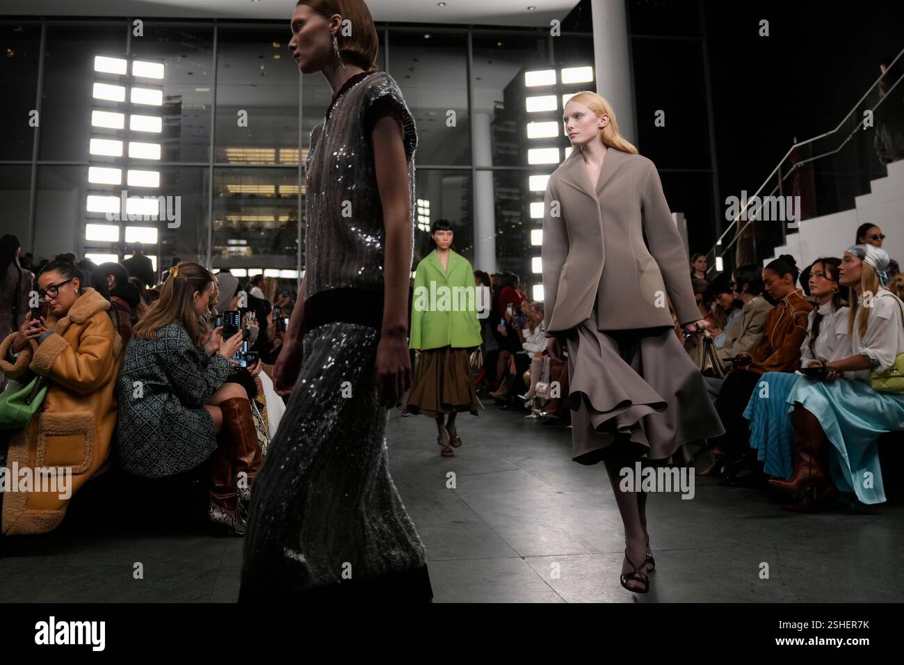 Models walk the runway during the Tory Burch Fall/Winter 2025 fashion ...