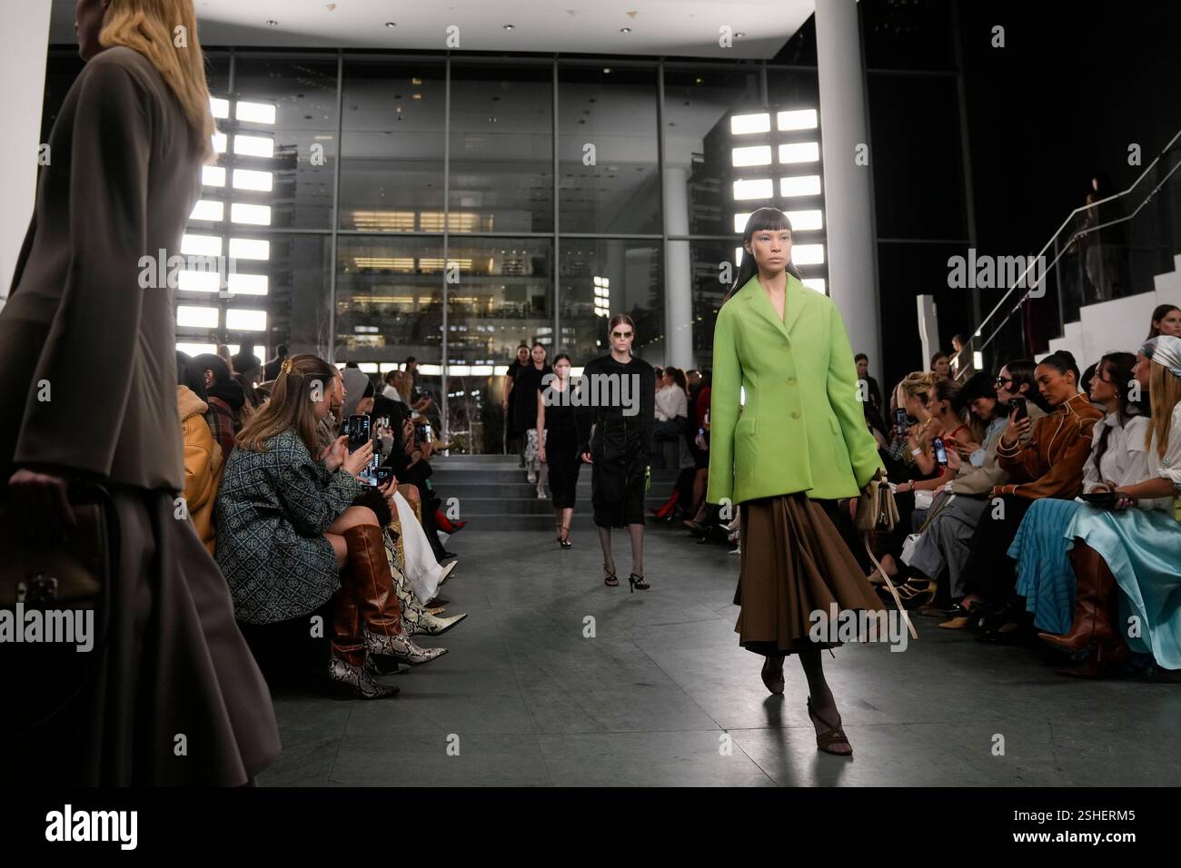 Models walk the runway during the Tory Burch Fall/Winter 2025 fashion ...