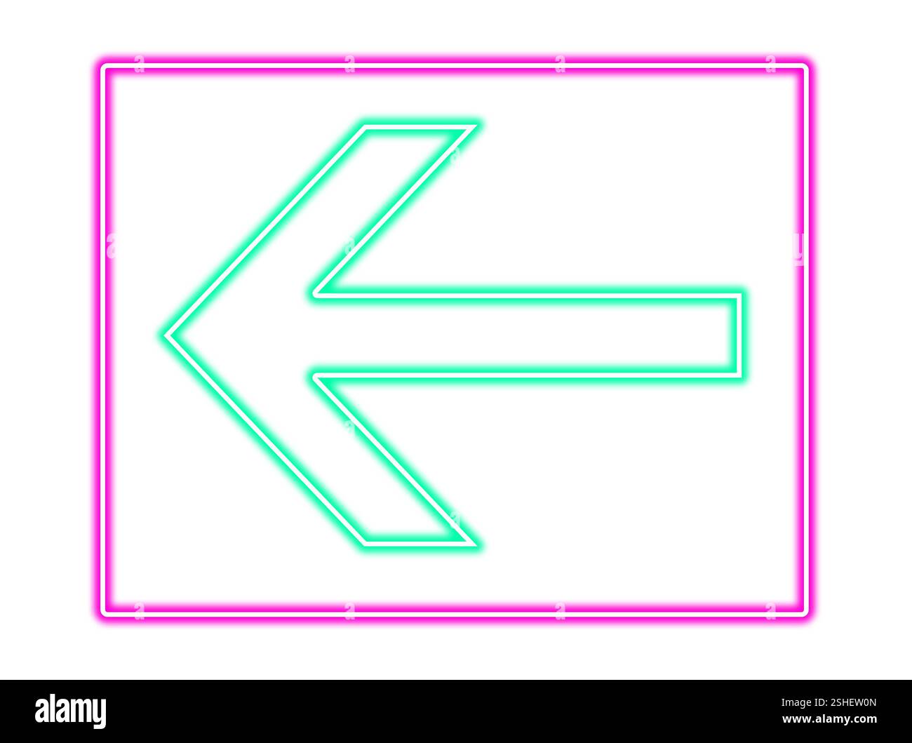 Neon pointer with arrow on white background Stock Photo - Alamy