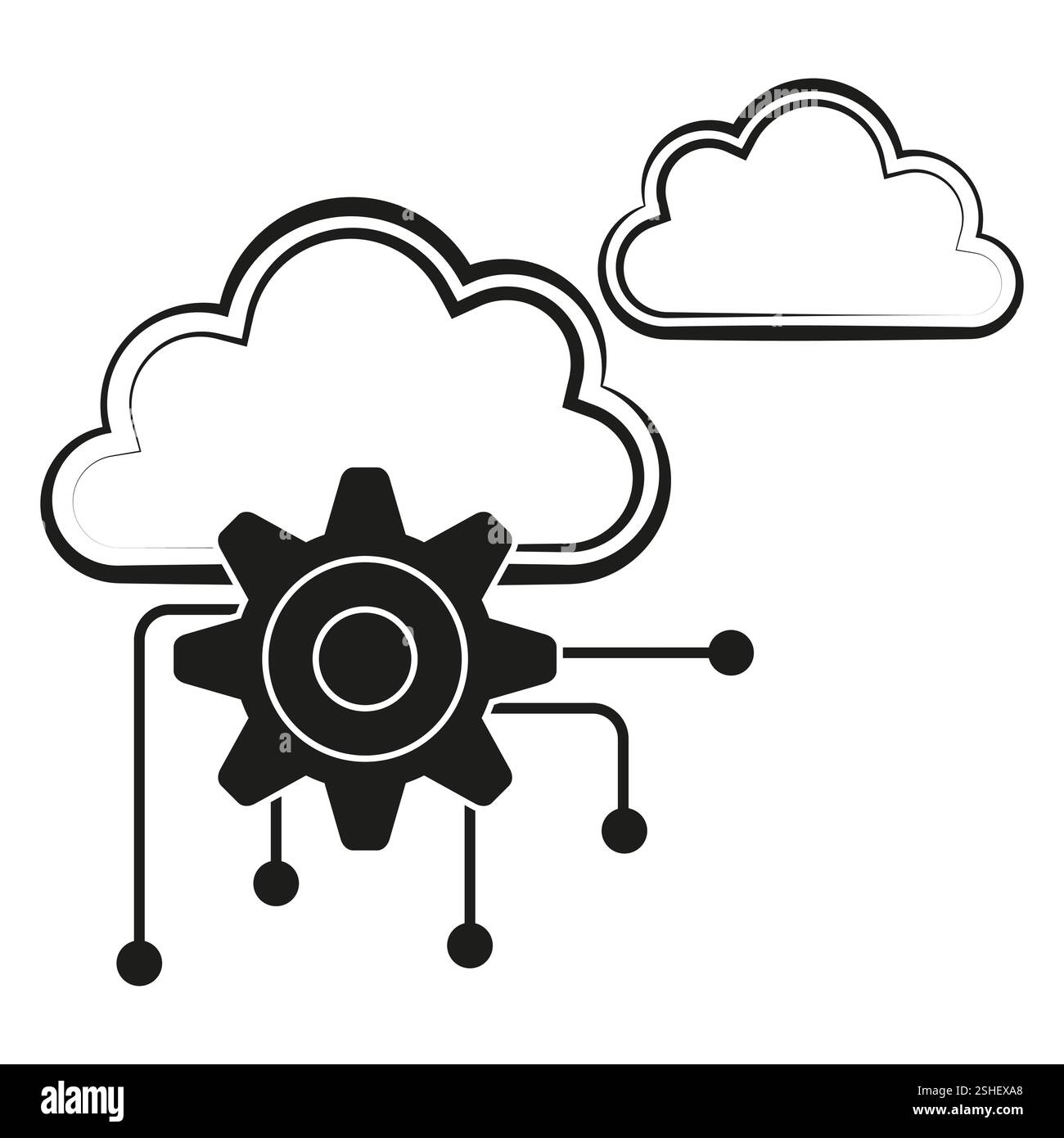 Cloud gear icon. Data connection symbol. Tech cloud vector. Digital ...