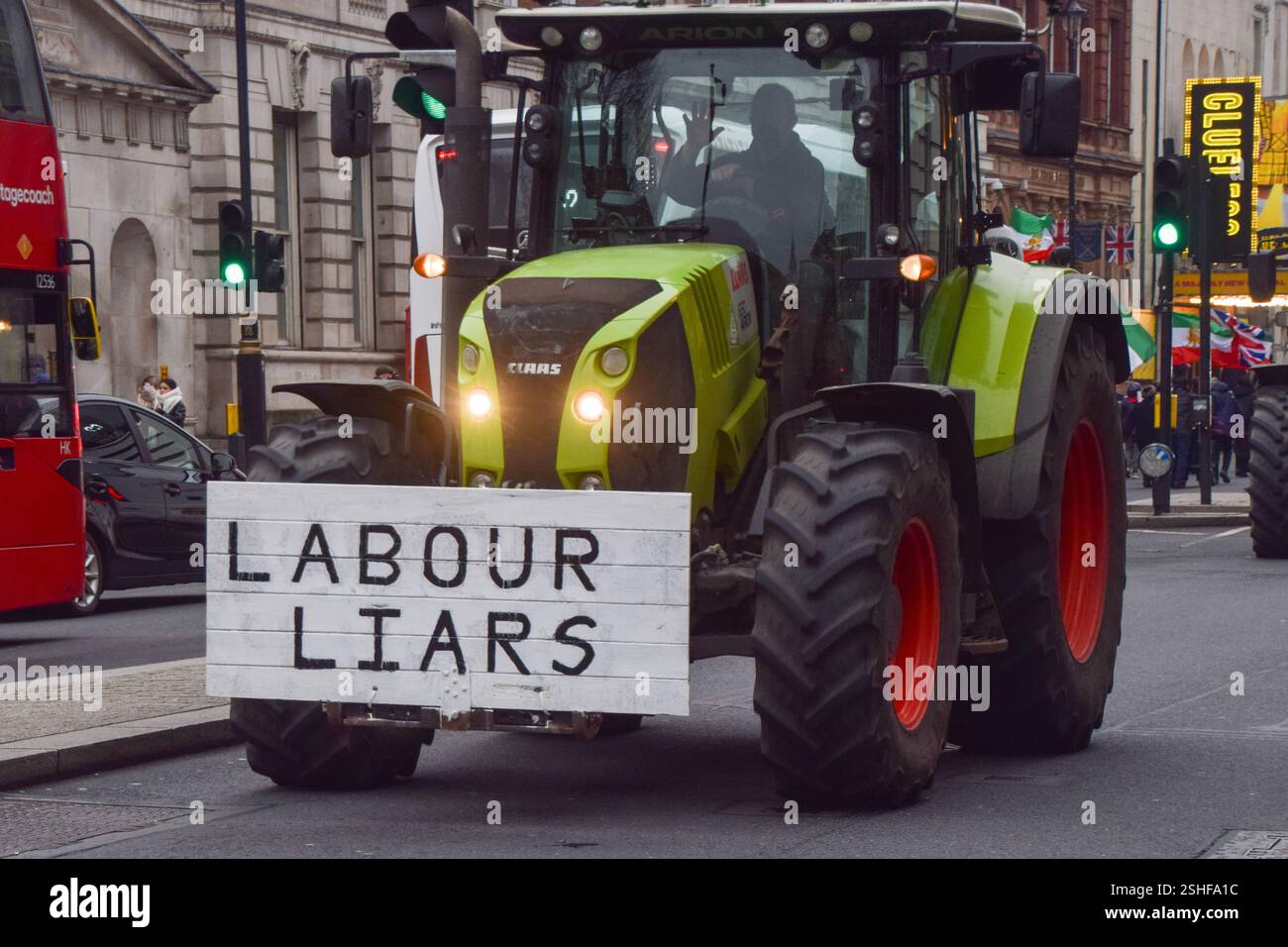 London, UK. 10th Feb, 2025. A tractor with a sign calling the Labour ...