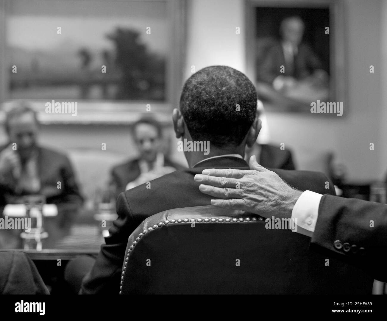 President Barack Obama attends an economic meeting in the Roosevelt ...