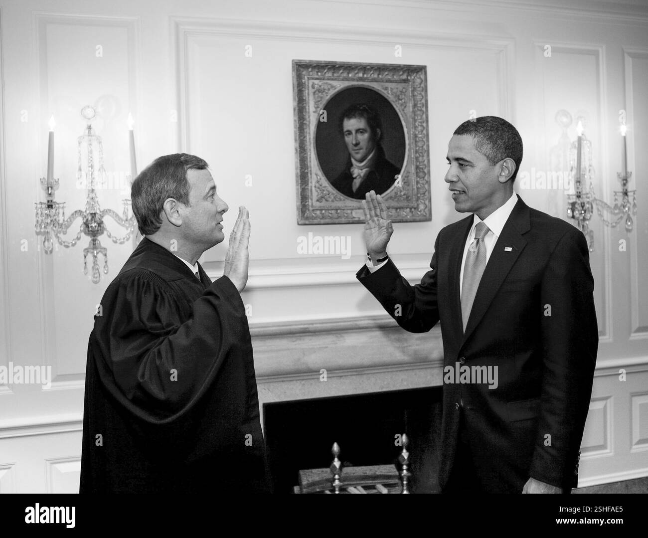 President Barack Obama is given the Oath of Office for a second time by ...