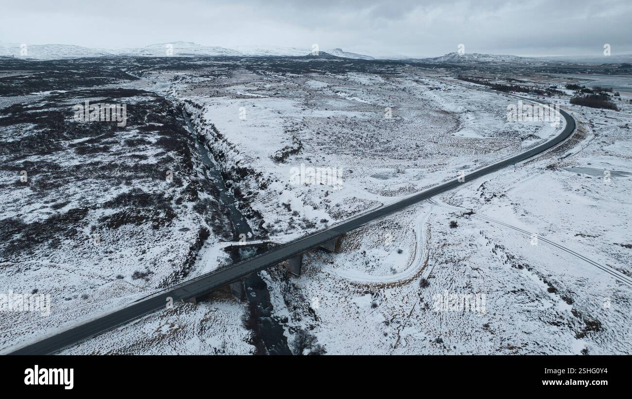 A bend in the Ring Road in western Iceland Stock Photo - Alamy