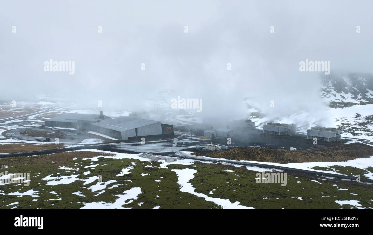 Aerial view of the ON Geothermal Park in Iceland Stock Photo - Alamy