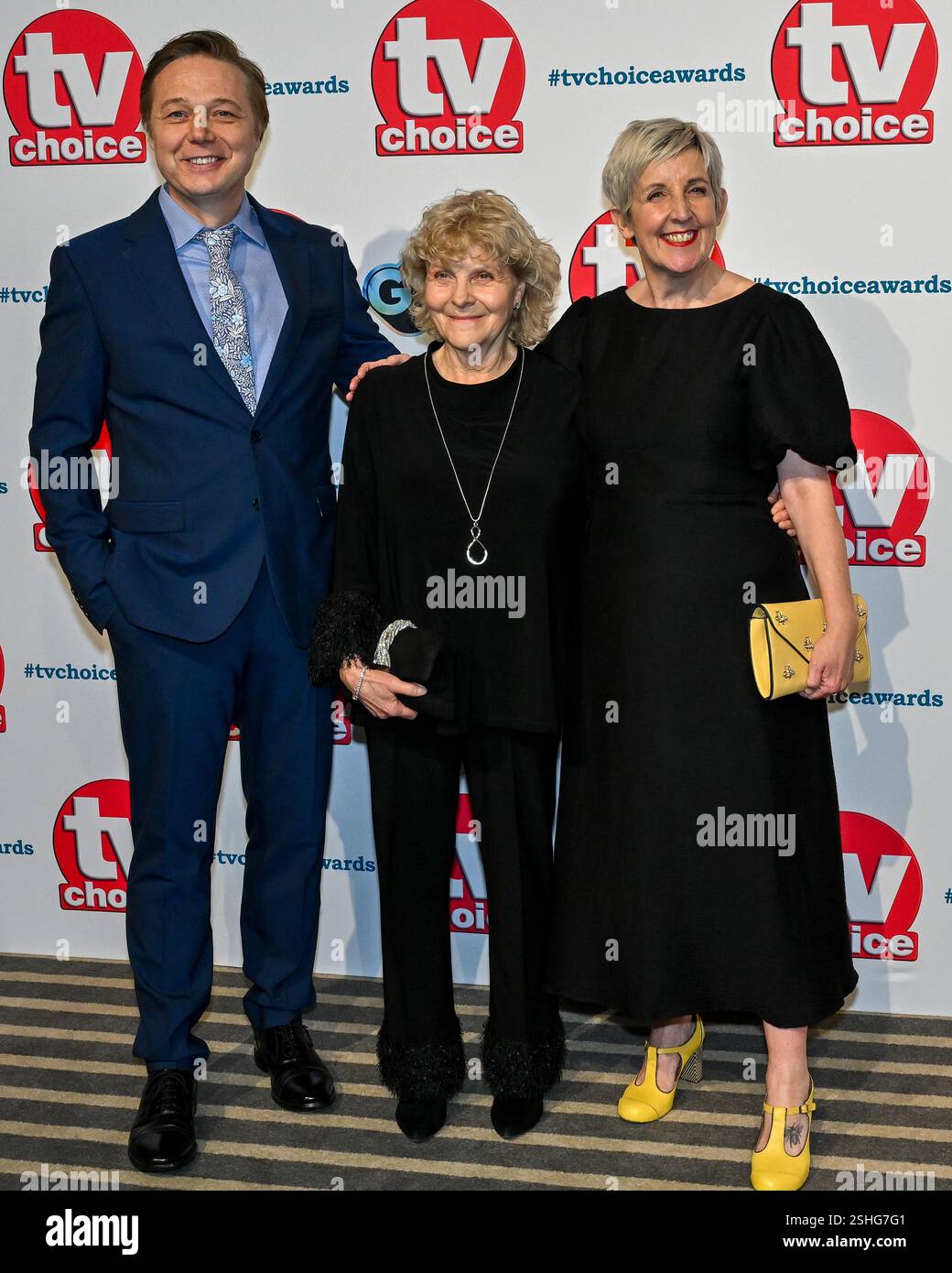 London, UK. 10th Feb, 2025. (L to R) Shaun Dooley, Jo Hamilton and ...