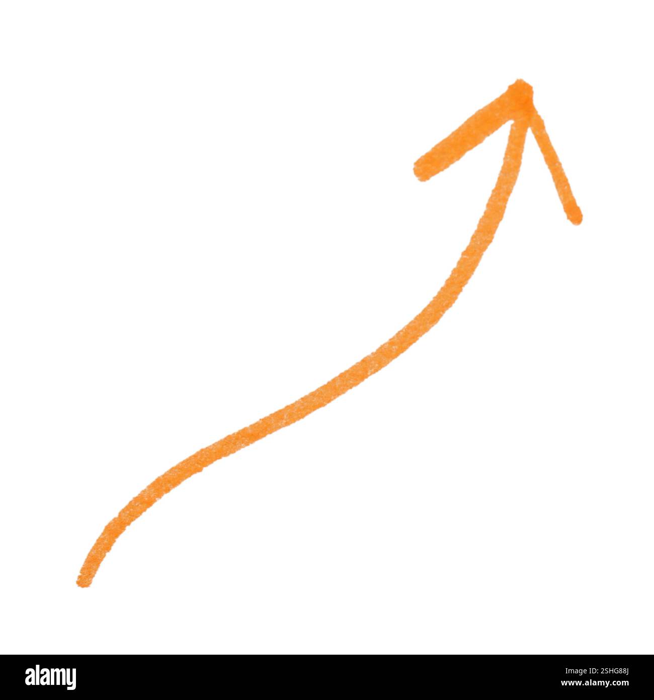 One orange drawn arrow isolated on white Stock Photo - Alamy