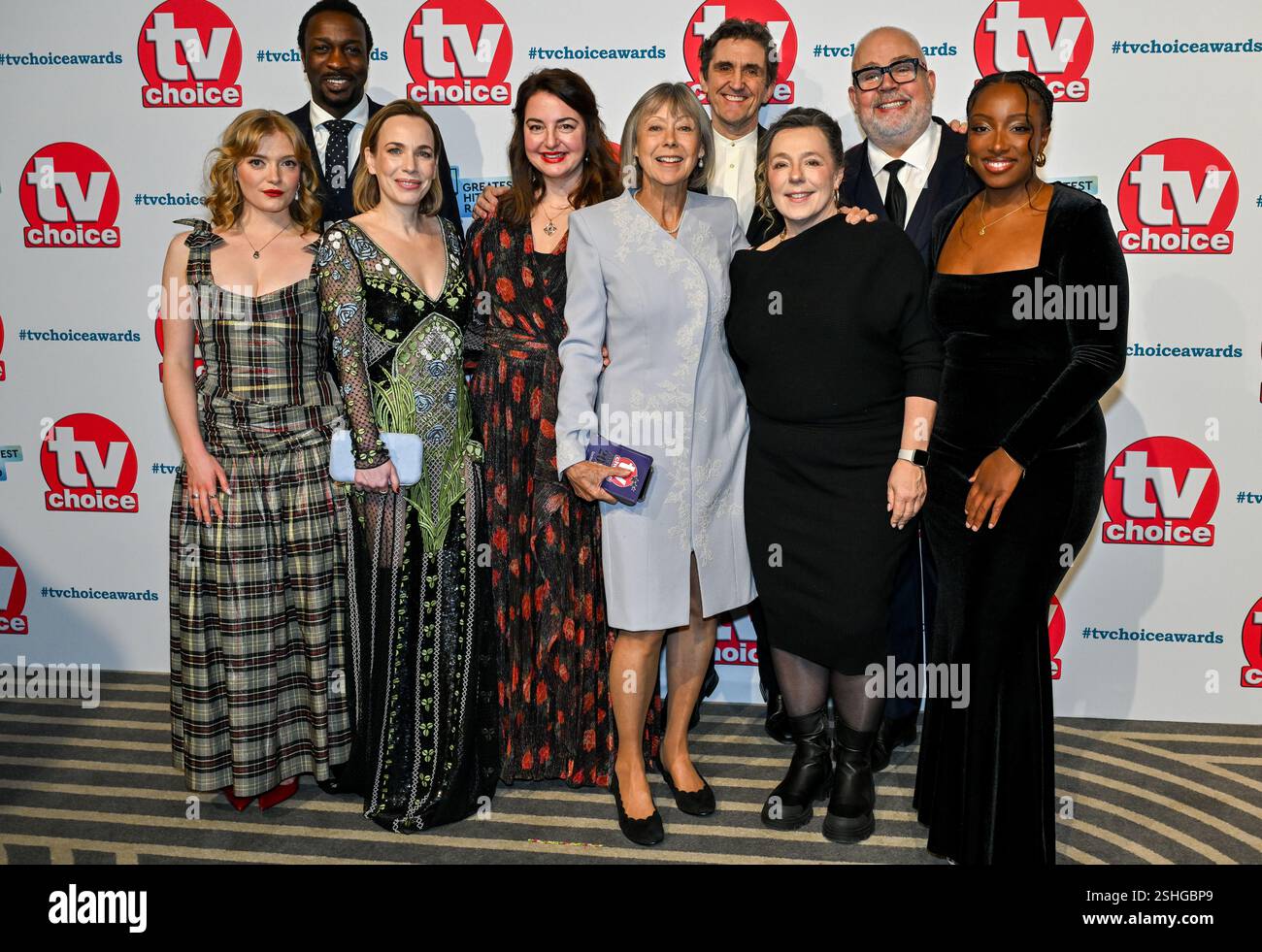 London, UK. 10th Feb, 2025. (L-R) Natalie Quarry, Stephen McGann, Laura ...