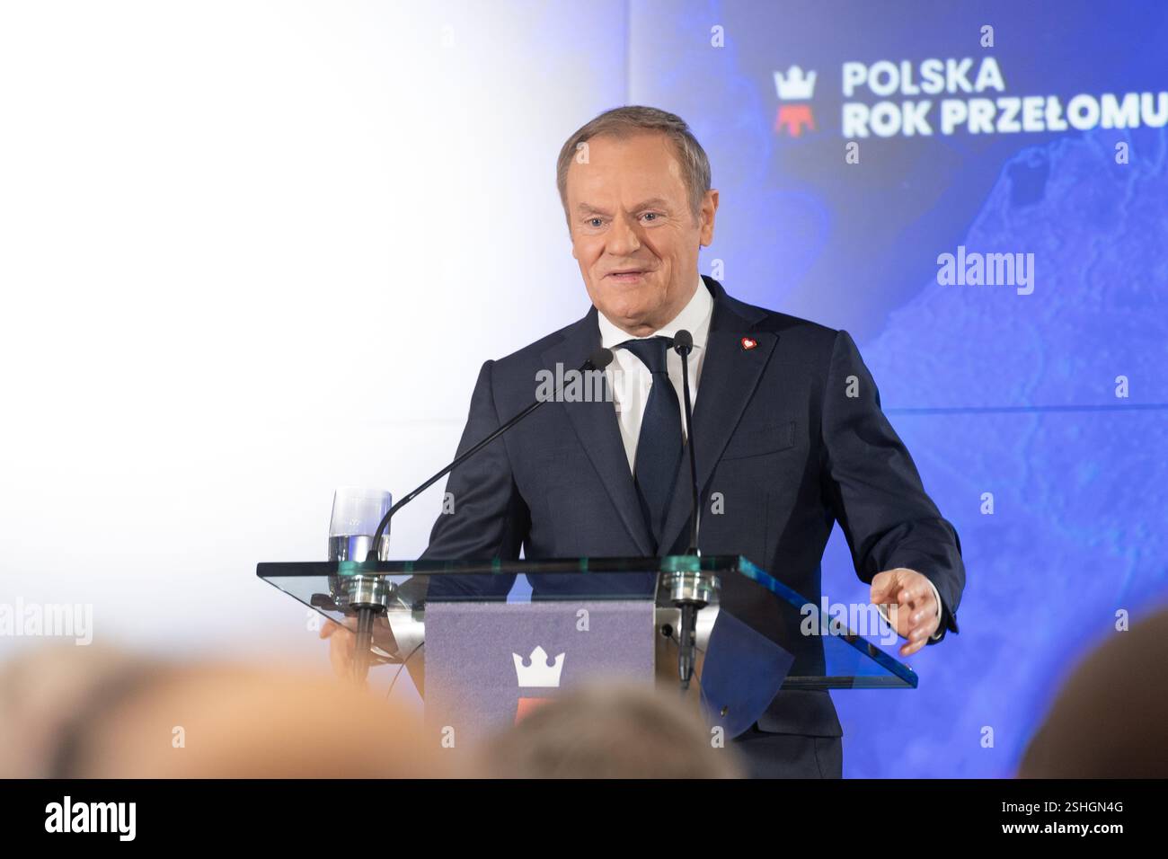 Poland's Prime Minister Donald Tusk delivers a speech during an event ...