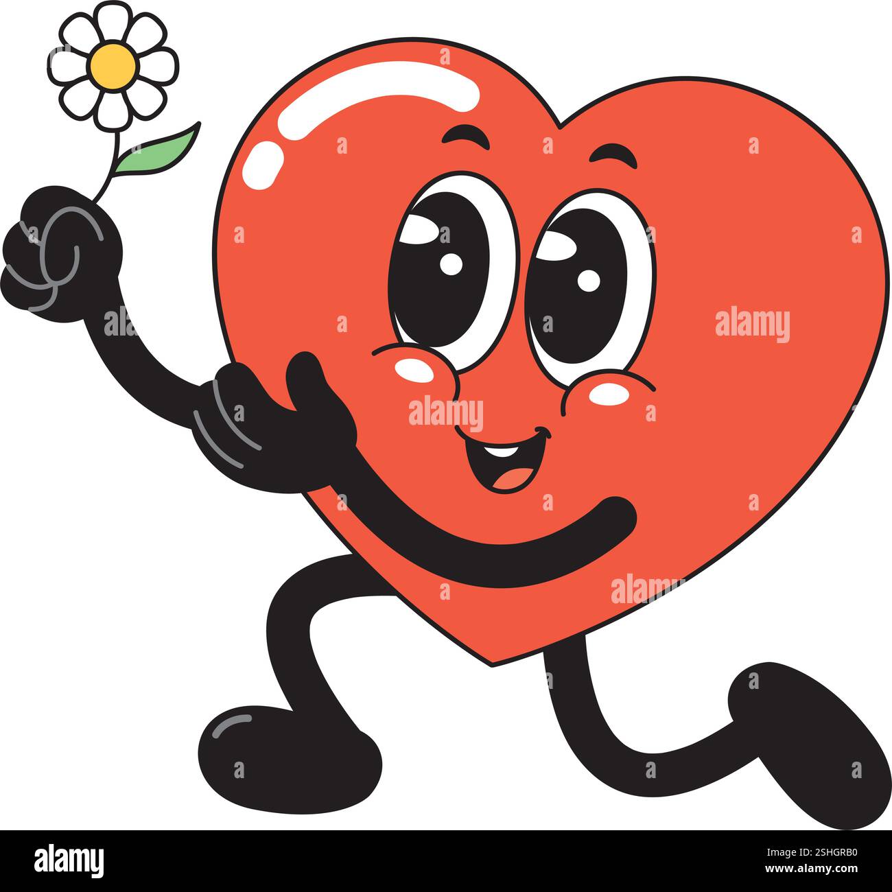 Cheerful Heart Character Holding a Flower – Love and Kindness ...