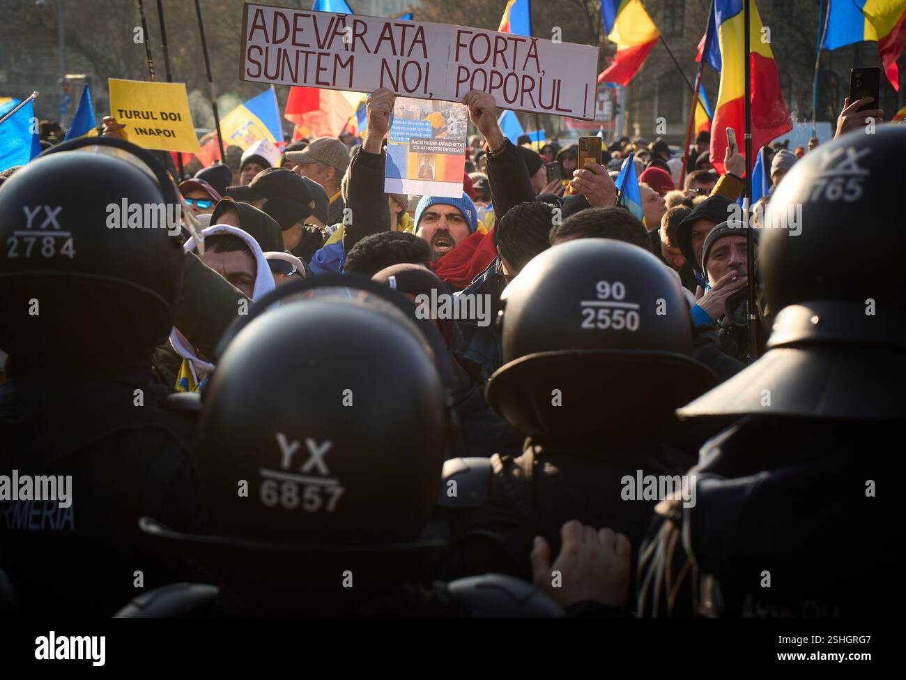 Bucharest, Romania. 10th Feb, 2025: Unauthorized protest of supporters ...