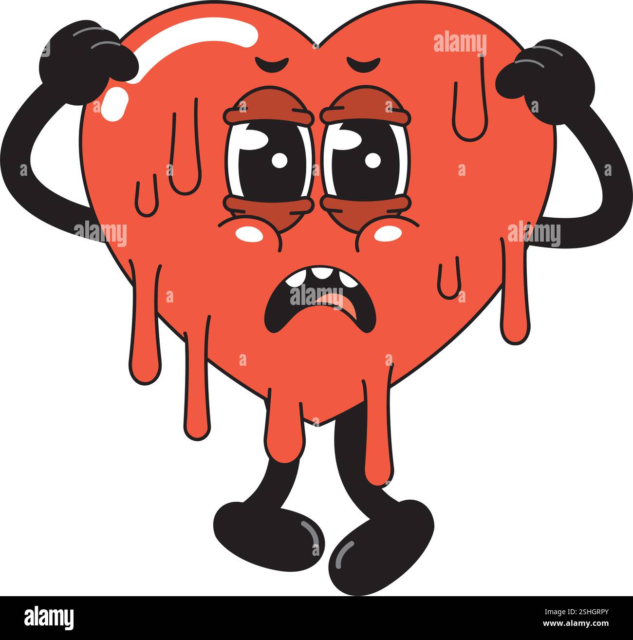 Melting Heart Character – Overheated and Exhausted Emotion Stock Vector ...