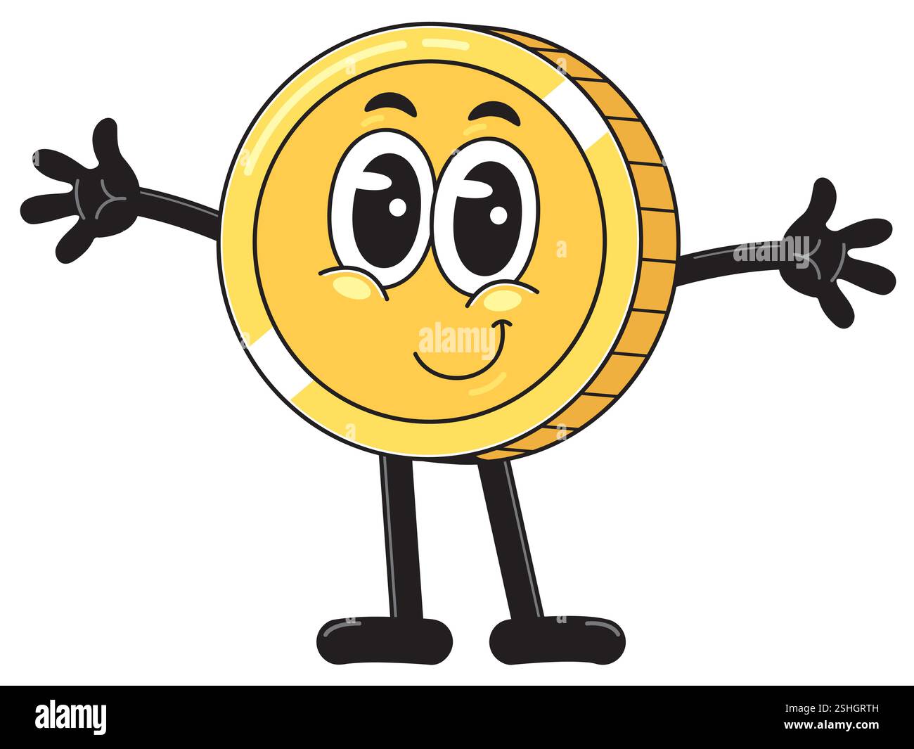 Friendly Cartoon Coin with Open Arms Stock Vector Image & Art - Alamy