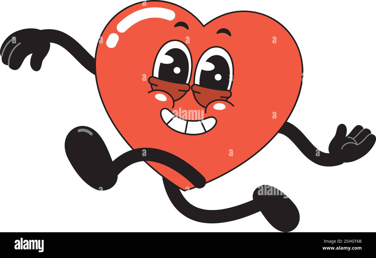 Excited Running Heart Character – Joy and Energy Illustration Stock ...