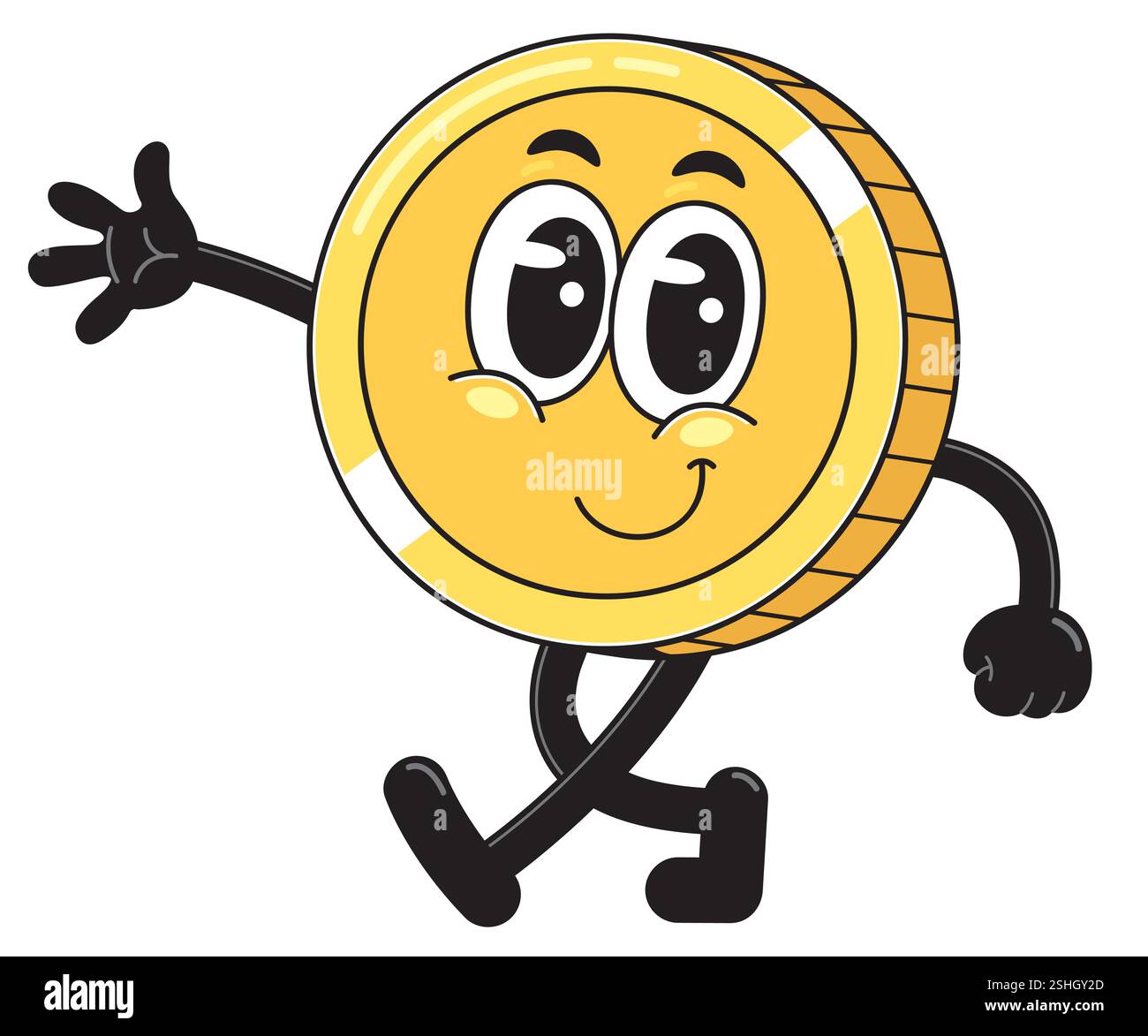 Cheerful Walking Cartoon Coin Character Stock Vector Image & Art - Alamy