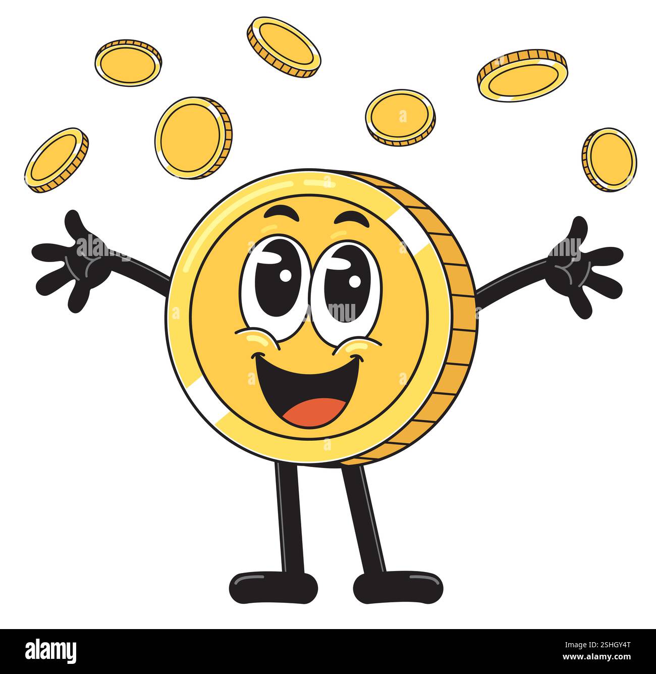 Cartoon Coin Character Tossing Gold Coins Joyfully Stock Vector Image ...