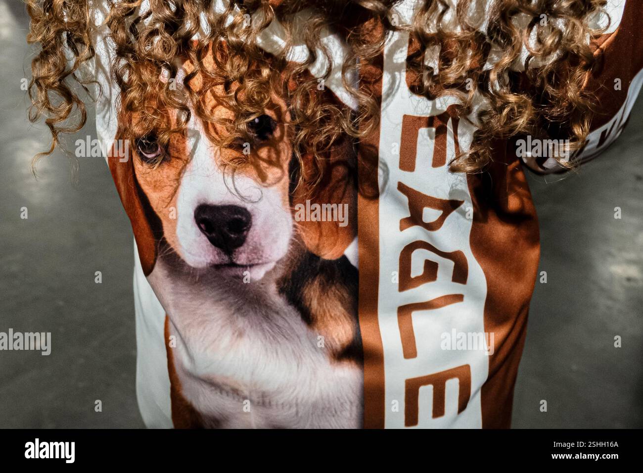A groomer wears a beagle hoodie at The 2025 Westminster Kennel Club Dog ...